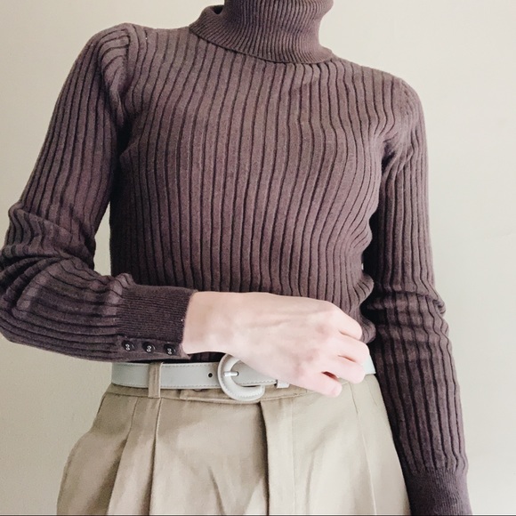 Sweaters | Vintage Brown Rib Knit Turtleneck | Poshmark